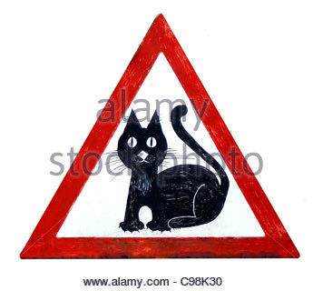 Attention cat. Caution pet. Red triangle road sign Stock Vector Art ...