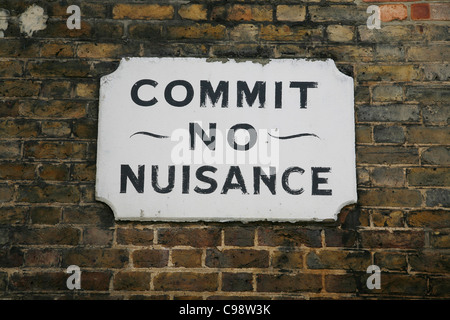 Old "Commit No Nuisance" sign on wall, Southwark, London, UK Stock ...