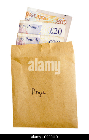 Cash in envelope twenty £20 pound notes money UK english pounds Stock ...