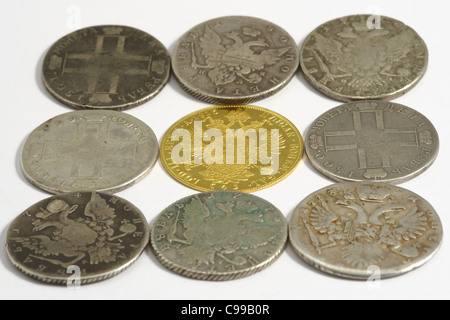 ancient coins on the white background Stock Photo - Alamy
