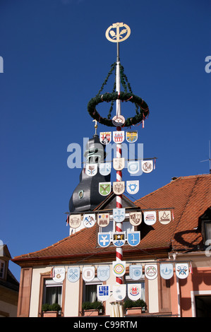 'Zunftbaum' pole showing the guild signs of trade guilds, Speyer ...