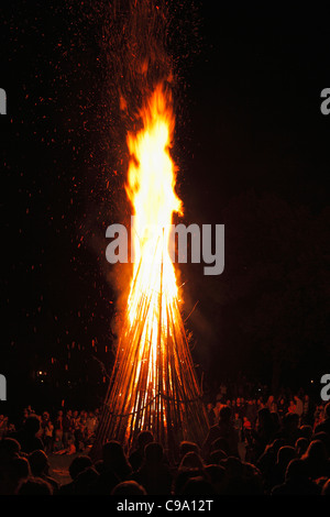 Germany, Bavaria, Midsummer bonfire at night Stock Photo - Alamy
