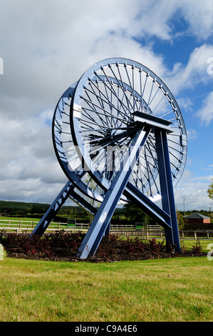 Pit wheels, memorial to Horden Colliery or coal mine and miners, Co ...