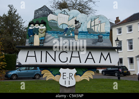 Higham Norfolk with village sign Stock Photo - Alamy