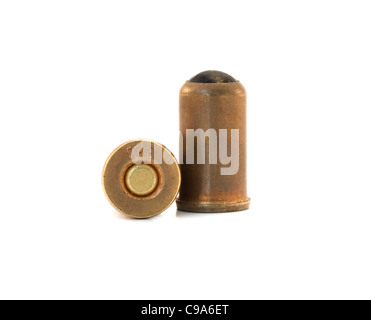 Rubber bullets isolated on white background. Self defense weapon Stock ...