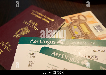 new irish eu biometric passport with aer lingus boarding cards dublin ...