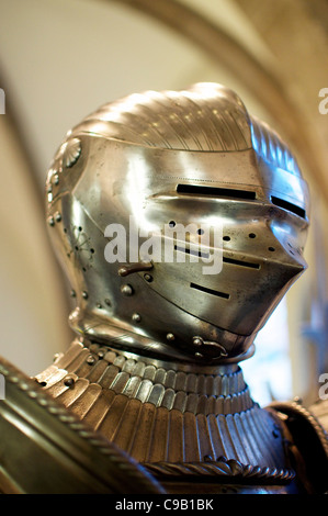 Iron helmet of the medieval knight. Very heavy headdress Stock Photo ...