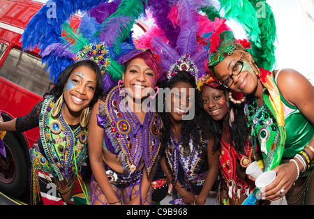 Dancers at Notting Hill Carnival 2011 perform a Jamaican dance called ...