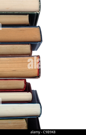 Stacked hardback books, both old and new, with a white background Stock ...