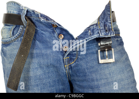 pair of denim jeans unbuttoned isolated Stock Photo - Alamy