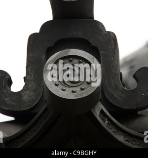 Detail of a japanese roof with round roofing shingles Stock Photo - Alamy
