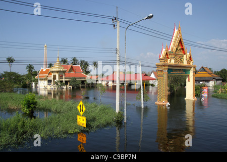 Floodwaters on street at Pakkred District , Nonthaburi province ...