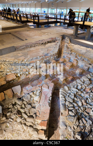 Hypocaust at Fishbourne Roman Palace, Sussex, UK. Ancient Roman system ...