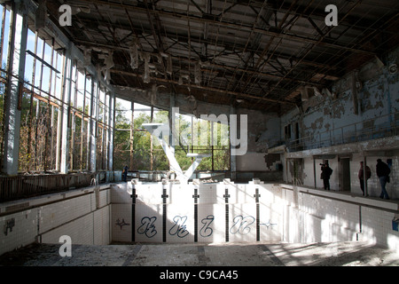 The abandoned and derelict Azure swimming pool in Pripyat Chernobyl ...