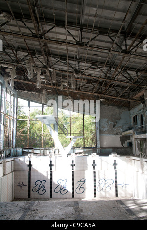 The abandoned and derelict Azure swimming pool in Pripyat Chernobyl ...