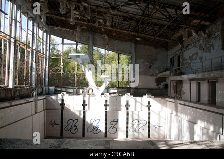 The abandoned and derelict Azure swimming pool in Pripyat Chernobyl ...