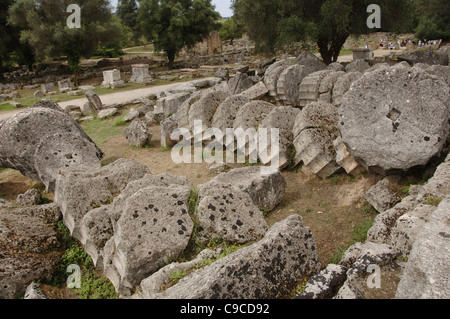 Greek Art. Temple of Zeus. Ruins (471-456 BC). Altis. Olympia. Greece ...