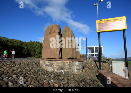Historical sandstone figures, St Maura and St Beya, watch over ...