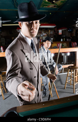 Gangsters in a pool hall Stock Photo - Alamy