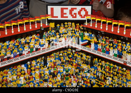 Lego model stadium and mini figure crowd at the Lego Convention at the ...