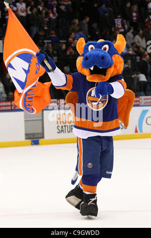 New York Islanders mascot, Sparky the Dragon, going "thumb's up" with ...