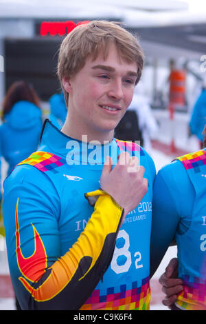 Tucker West from the USA in action during the men's singles event, at ...