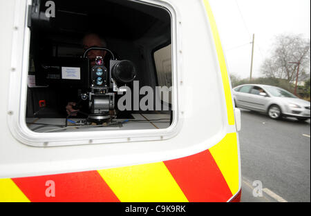 Police mobile speed camera van in operation on Leeds Road in Rothwell ...