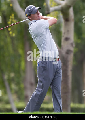 January 22, 2012: John Mallinger hits a tee shot on the second hole ...