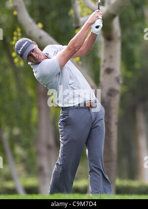 January 22, 2012: John Mallinger hits a tee shot on the second hole ...
