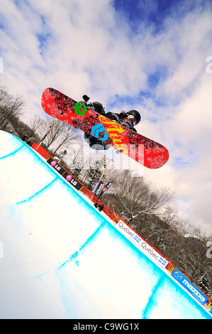 Hikaru Oe of Japan competes in the women's Halfpipe world cup snowboard ...