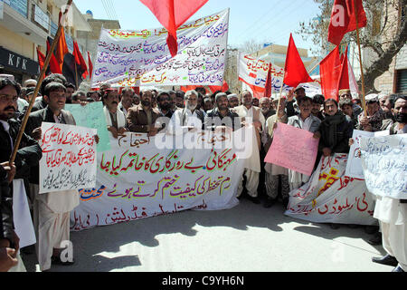 Supporters of Balochistan Labor Federation (BLF) are protesting against ...