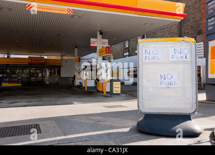No petrol or diesel fuel in the pumps signs during a fuel shortage ...