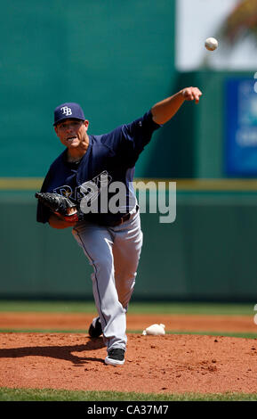 Bradenton, FL: Tampa Bay Rays pitcher Manuel Rodríguez (39) delivers a ...