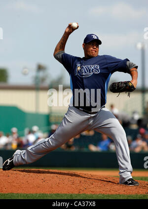 Bradenton, FL: Tampa Bay Rays pitcher Manuel Rodríguez (39) delivers a ...