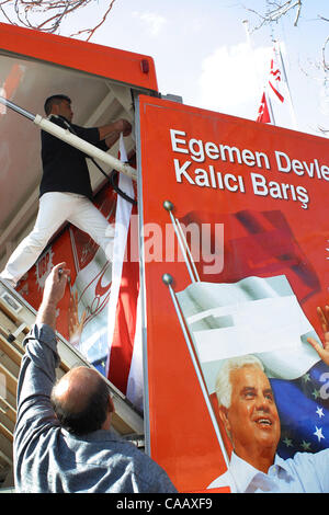 Preparations for rally of the UBP, the ruling party in Northern Cyprus ...