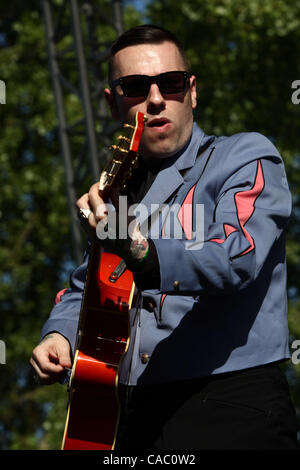 Nick 13 of Tiger Army performs at the 2007 Vans Warped Tour at the ...