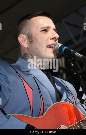 Nick 13 of Tiger Army performs at the 2007 Vans Warped Tour at the ...