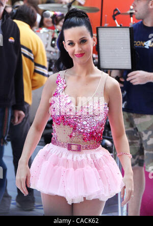 Singer Katy Perry performs on the bonnet of a Volkswagen Jetta on Times ...