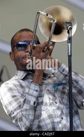 Trombone Shorty performs live on stage at Hollywood Bowl during 32nd ...