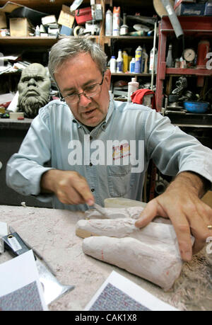 October 4, 2007, Ranchita, California, USA In his gaarage workshop JOE ...