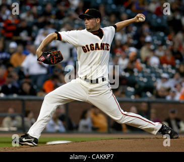 Giants starting pitcher Jonathan Sanchez throws in the first inning as ...