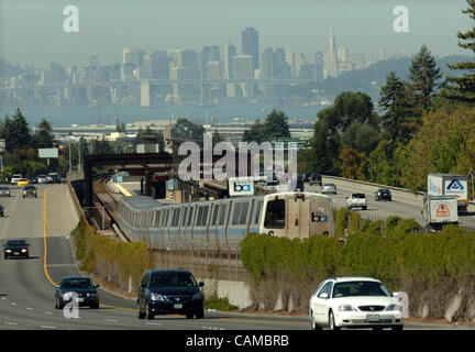 An eastbound train leaves the Rockridge BART Station in Oakland, Calif ...
