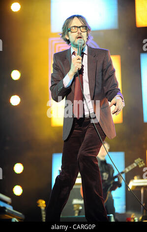 Jarvis Cocker of the Band Pulp performs live on stage during their 2025 tour at the London O2 ...