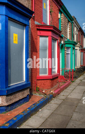 Abandoned Liverpool city terrace house street prior to regeneration ...