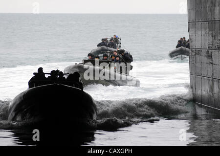 Royal Navy rapid response ribs, boat, speedboats carrying troops from ...