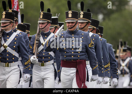 Underclassman at the Citadel parade past graduating seniors during the ...