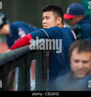 CLEVELAND, OH USA - MAY 8: Cleveland Indians right fielder Shin-Soo ...