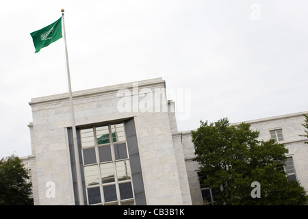 Building and flag of the Embassy of the Kingdom of Saudi Arabia in Oslo ...