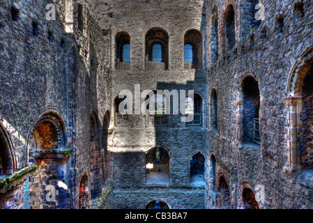 England, Rochester castle. Interior of the Norman keep, showing Stock ...