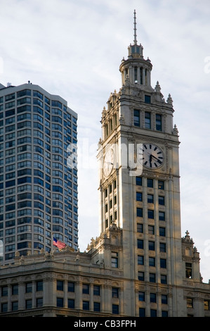 The Wrigley Building Clock tower Stock Photo - Alamy